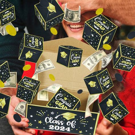 14pcs Graduation Explosion Money Box 10 Bounces Cash Exploding Money Boxes Graduation Cards With