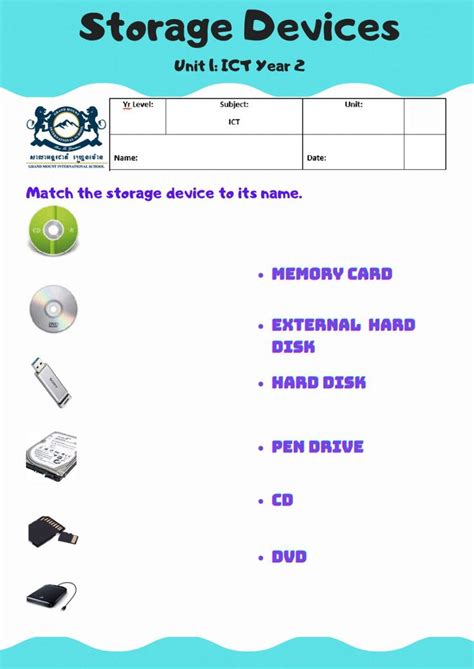 Storage Devices Of Computer For Class 1 Worksheet At Pauline Dane Blog