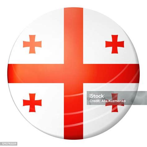 조지아의 국기와 유리 빛 공 둥근 구 템플릿 아이콘 그루지야어 국가 상징 흰색 배경에 강조 표시된 광택 사실적 공 3d 추상 벡터 일러스트레이션 큰 거품 3차원 형태에 대한