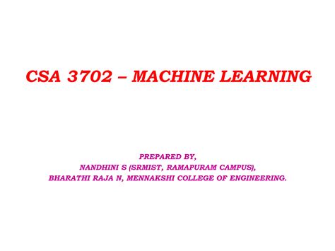 Csa 3702 Machine Learning Module 2 Ppt