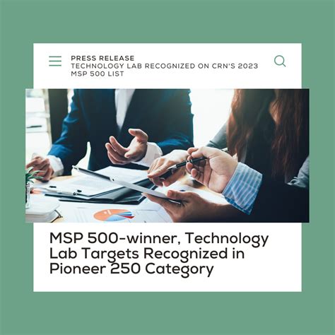 Technology Lab Recognized On Crns 2023 Msp 500 List