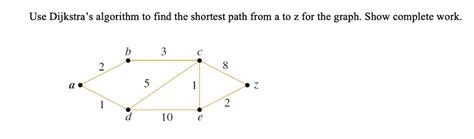 Use Dijkstras Algorithm To Find The Shortest Path From A To Z For The