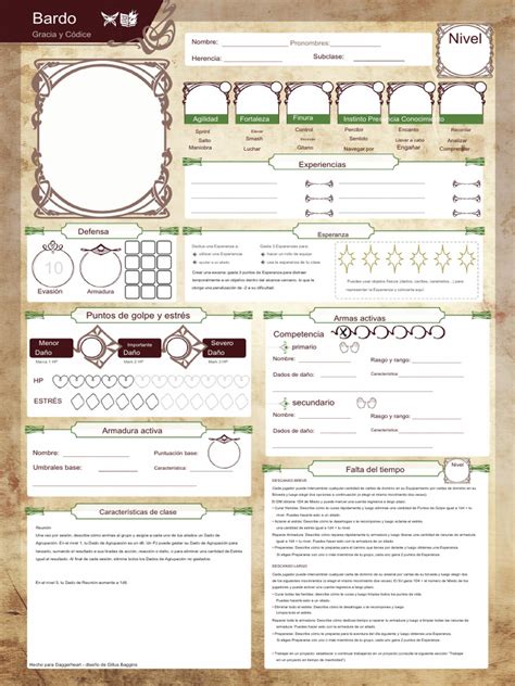 Daggerheart Character Sheets En By Gillusesp Pdf