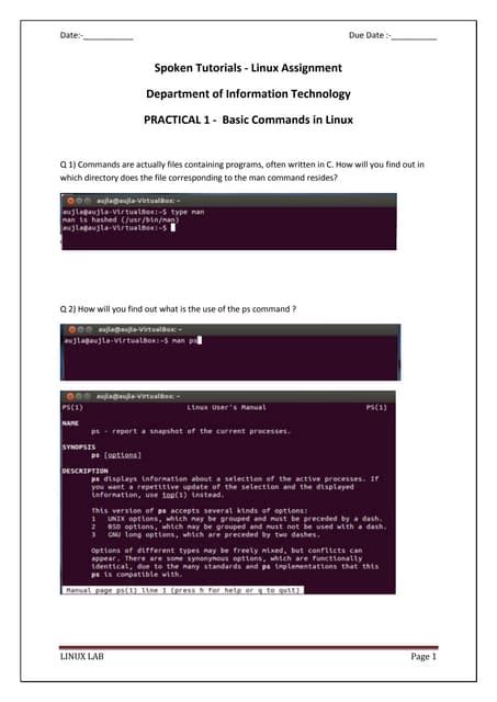 basic linux command questions pdf operating systems computer