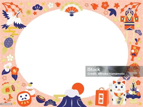 年末年始のラッキーチャームと日本語レターのフレーム 正月のベクターアート素材や画像を多数ご用意 正月 元旦 日本 Istock