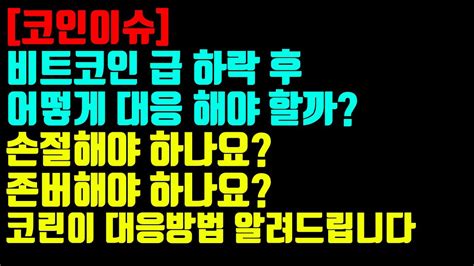 비트코인 급하락 후 어떻게 대응 해야 할까 이렇게 끝인가 도지코인 이더리움클래식 이더리움 이오스 리플 엔도르 비트코인 퀀텀