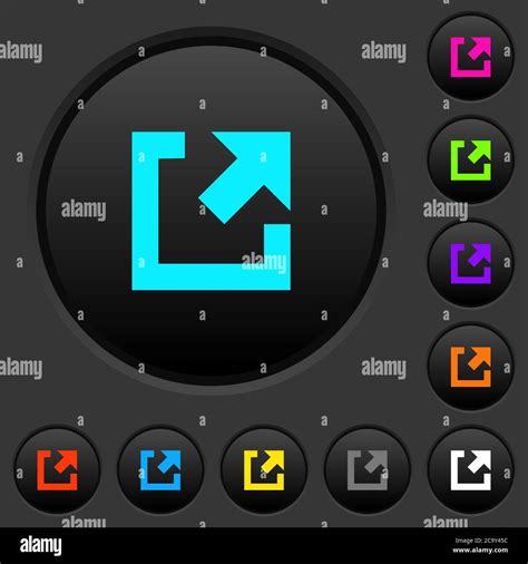External Link Dark Push Buttons With Vivid Color Icons On Dark Grey