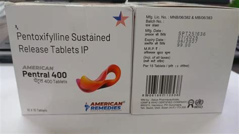 Pentoxifylline Sustained Release Tablets Pentral 400 At ₹ 383 Strip Cardiac Medicines In