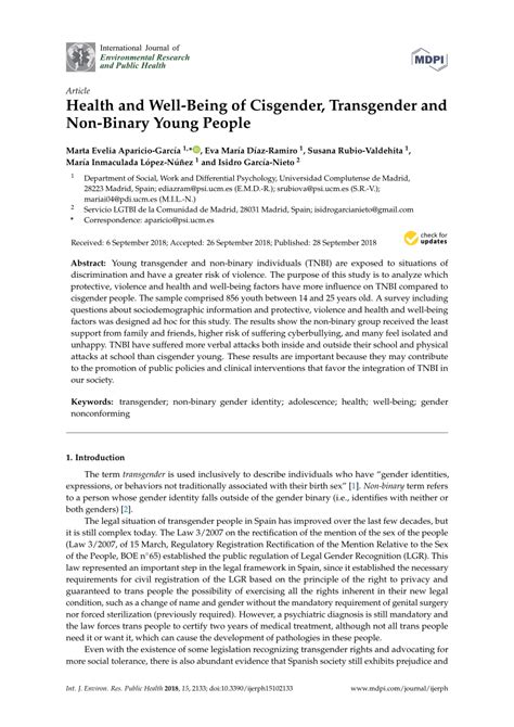Pdf Health And Well Being Of Cisgender Transgender And Non Binary