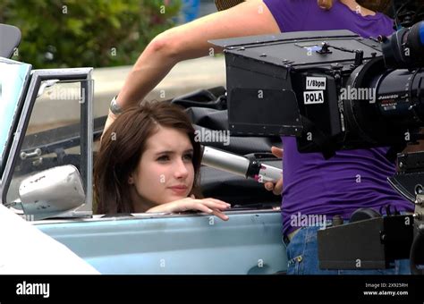 Actress Emma Roberts During The Movie Set Of Valentines Day In Los