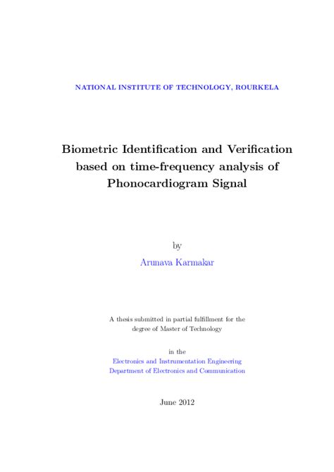 Pdf Biometric Identification And Verification Based On Time Frequency Analysis Of