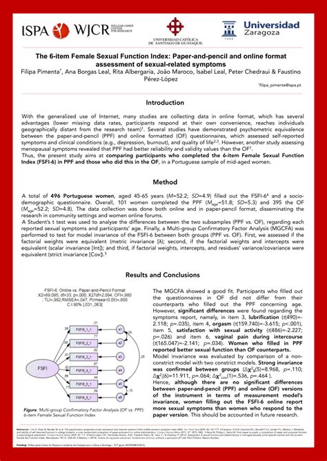 PDF The 6 Item Female Sexual Function Index Paper And Pencil And Online Format Assessment Of