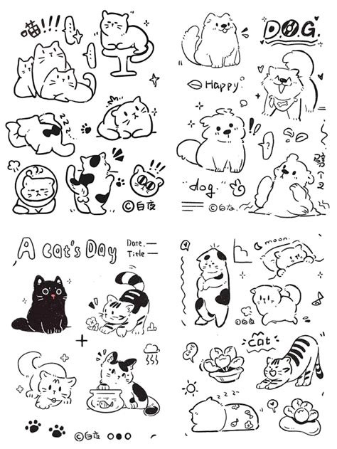 猫猫狗狗｜简笔画合集｜手账素材 小红书 花瓣网