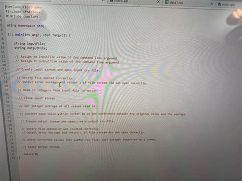 Solved Main Cpp Data1 Csv X Main Cpp Finclude Include Chegg