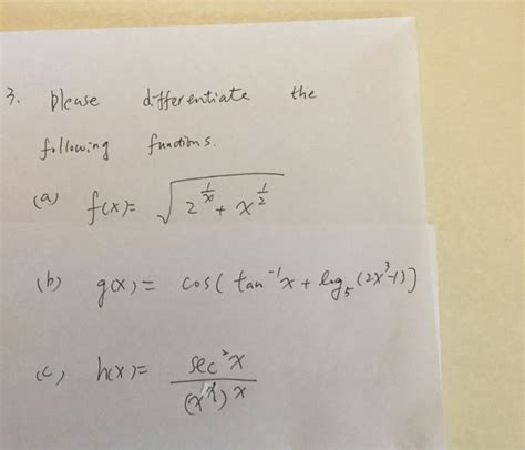 solved differentiate the following functions f x