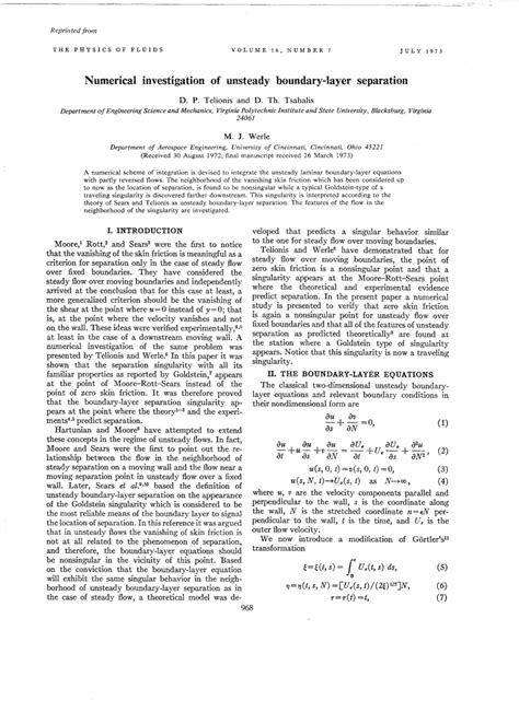 Pdf Numerical Investigation Of Unsteady Boundary Layer Separation