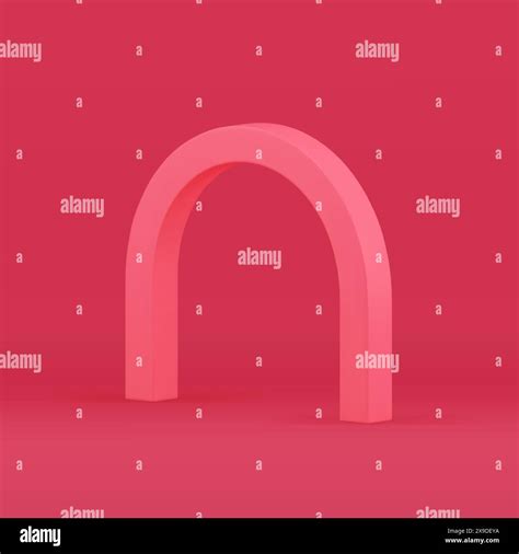 3d Arch Pink Curved Geometric Foundation Decorative Circular Column Realistic Vector