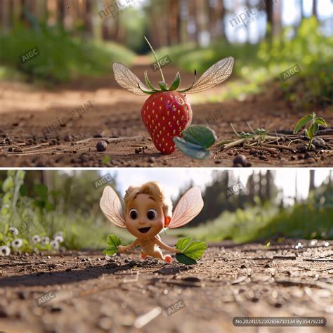 Ai创作图卡通草莓娃娃 草莓上的小蚂蚁 可爱小蜜蜂向前奔跑 拟人草莓 草莓小人 草莓仙子 生长草莓实景带叶草莓 可爱小草莓 草莓卡通动漫 卡通