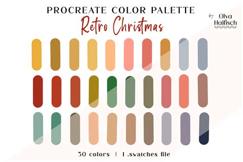 Retro Christmas Procreate Color Palette Graphic By Olya Haifisch · Creative Fabrica