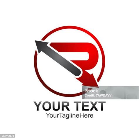 초기 편지 R 로고 템플릿 색 빨간색 동그라미 화살표 디자인 비즈니스 및 회사 정체성에 대 한 0명에 대한 스톡 벡터 아트 및