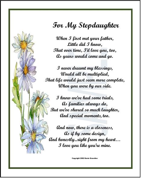 For My Stepdaughter Digital Download Stepdaughter Poem Verse Etsy Canada