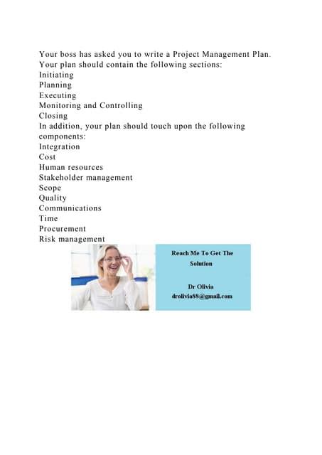 Your Boss Has Asked You To Write A Project Management Plan Your Pladocx Business Business