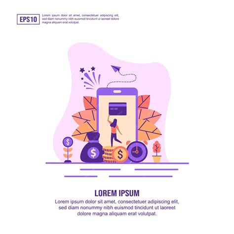 모바일 뱅킹의 벡터 일러스트 레이 션 개념 프리미엄 벡터