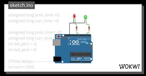 Timedelay Two Bulbs Wokwi Esp32 Stm32 Arduino Simulator