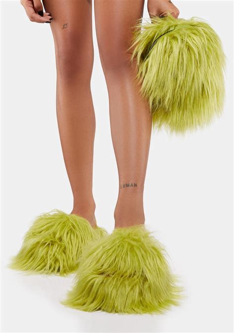 Current Mood Faux Fur Slides Black Current Mood Clothing Fall