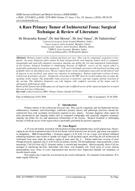 Pdf A Rare Primary Tumor Of Ischiorectal Fossa Surgical Technique And Review Of Literature