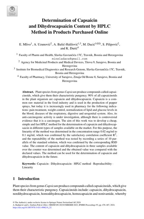 Pdf Determination Of Capsaicin And Dihydrocapsaicin Content By Hplc Method In Products