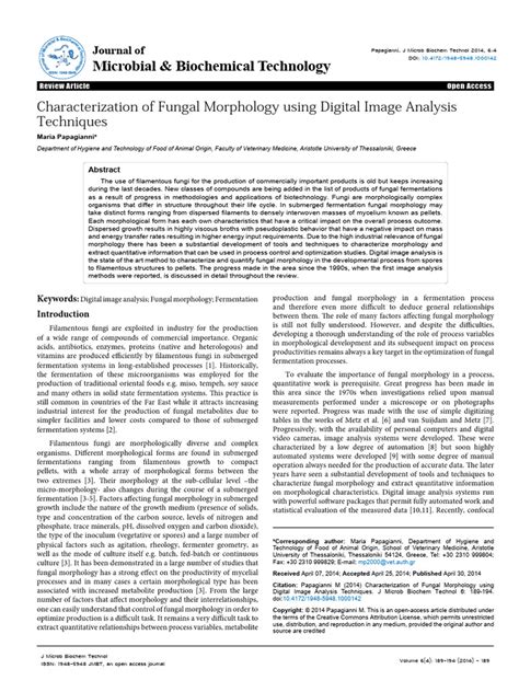 Characterization Of Fungal Morphology Using Digital Image Analysis Techniques 1948 5948 1000142