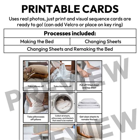 Making The Bed Visual Sequence Cards Life Skills Editable — Autism