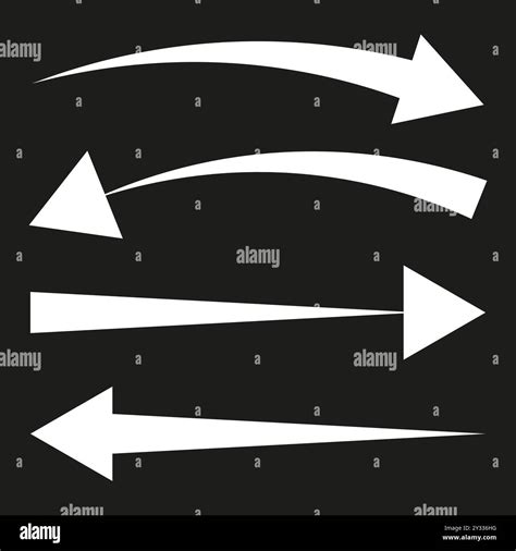 Curved Arrow Icons White Directional Symbols Abstract Pointer Shapes Dynamic Vector Elements