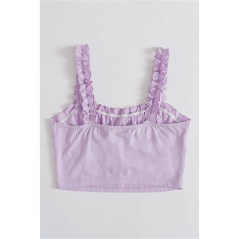 Eula Light Purple Crop Top Two Piece Set Pants Fashion Sale Ruffled