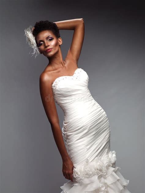 Black Woman In Wedding Dress Stock Image Image Of Happy Dress 24000797