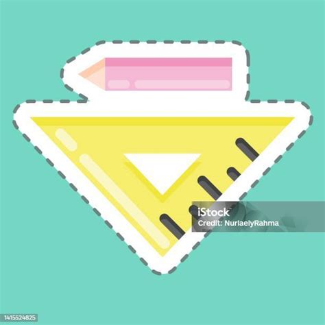 스티커 연필과 눈금자 페인트 아트 도구 기호에 적합합니다 편집 가능한 간단한 디자인 디자인 템플릿 벡터 간단한 그림 교육에 대한 스톡 벡터 아트 및 기타 이미지 Istock