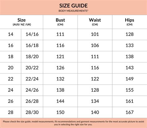 Size Guide Peach The Label