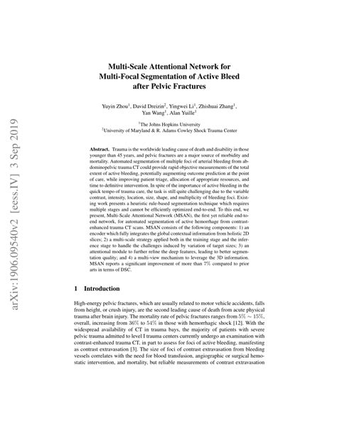 Pdf Multi Scale Attentional Network For Multi Focal Segmentation Of Active Bleed After Pelvic