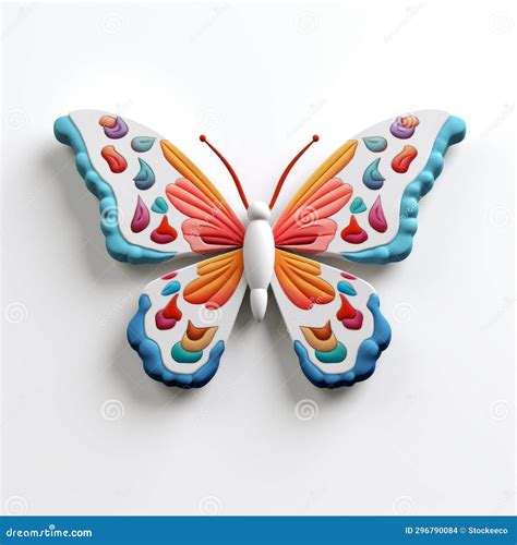 Colorful 3d Printed Butterfly Vibrant Mexican Style Outdoor Art Stock