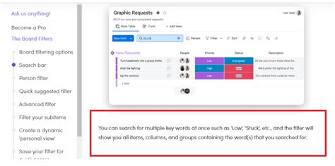 to search for multiple keywords in a particular board using search bar