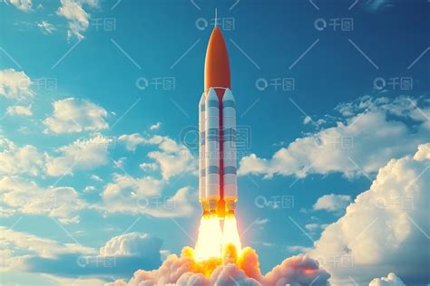 火箭ai数字艺术 火箭3d渲染蓝天白云火箭发射火焰烟雾插画 Ai图片免费下载 Png格式 4032像素 编号72124377 千图网