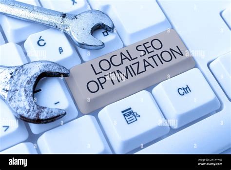 Sign Displaying Local Seo Optimization Word Written On Increase Search