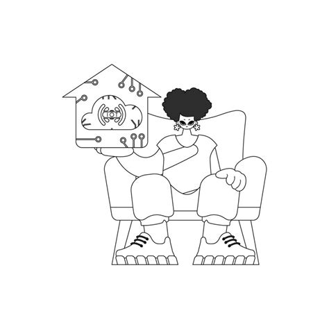 Girl Grasps Iot Logo In Linear Form 29176420 Vector Art At Vecteezy