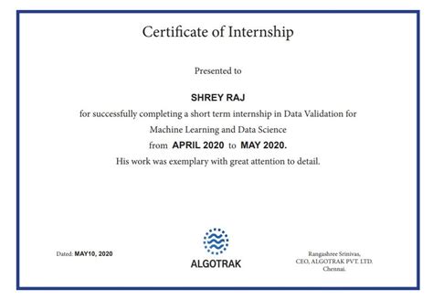 Shrey Raj On Linkedin Internship Algotrak Datavalidation Datascience