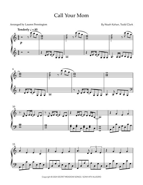 Play Official Version Of Call Your Mom Sheet Music By Noah Kahan For