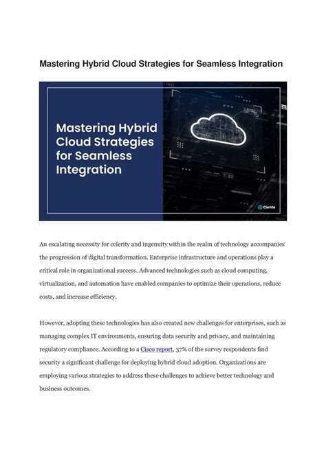 PPT Mastering Hybrid Cloud Strategies For Seamless Integration PowerPoint Presentation