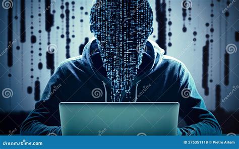 hacking and malware concept hacker using abstract laptop with binary