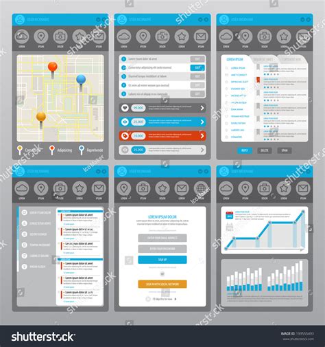 Flat Mobile Ui Design Web Design Stock Vector Royalty Free Shutterstock