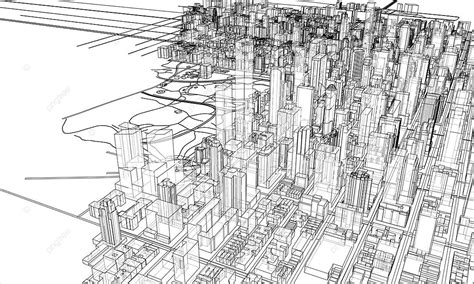 Outline City Concept Wire Frame Style Road Outline City Outline Vector Road Outline City
